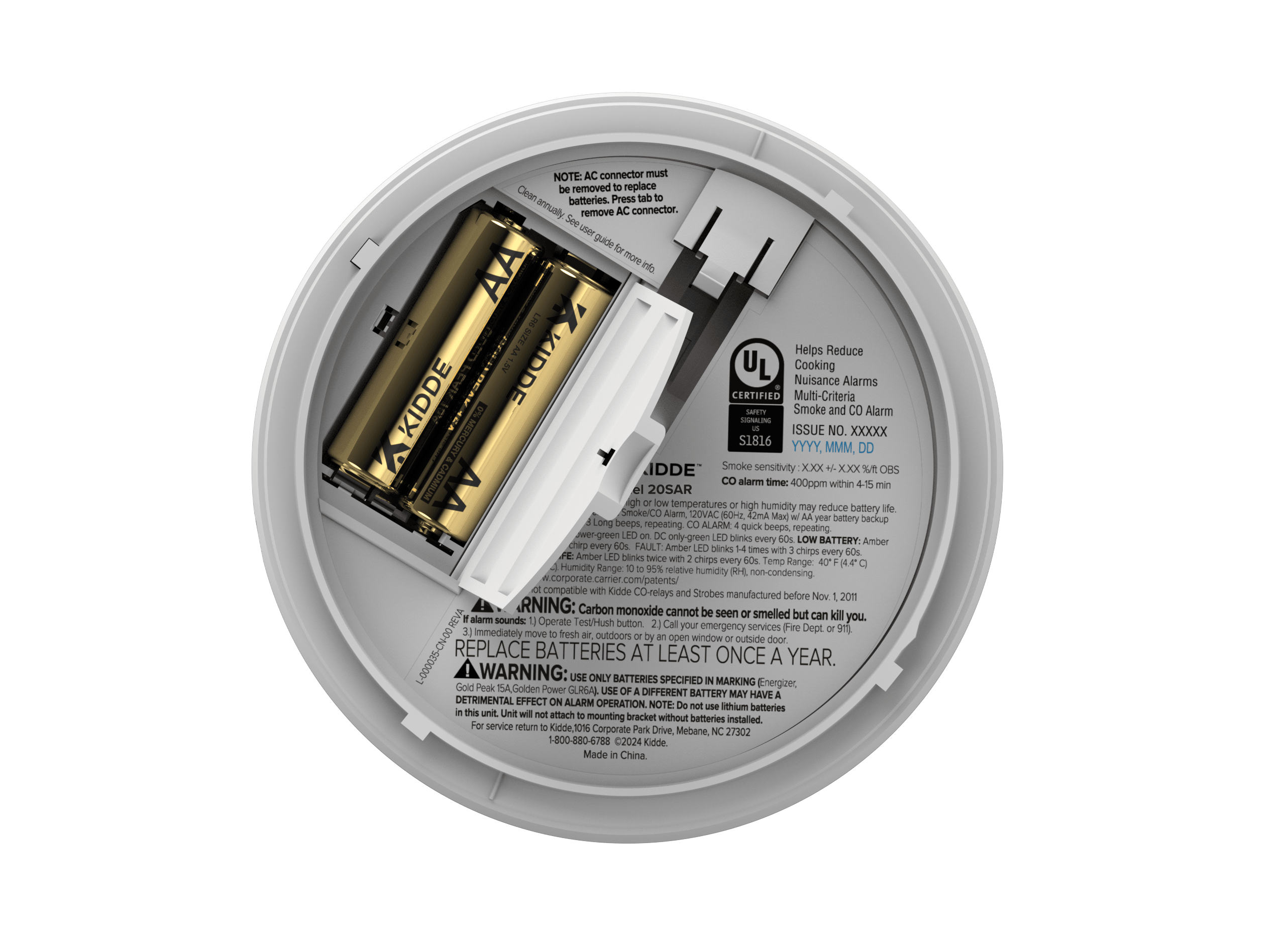 DETECT Smoke Alarm, Hardwired with AA Backup Battery 20SAR | Kidde